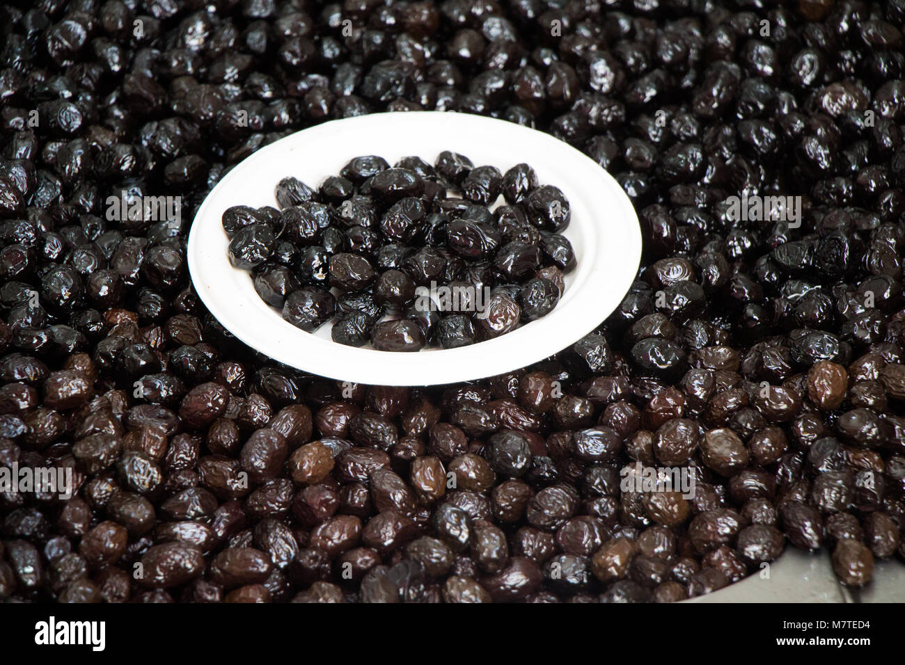 Turkish style prepared olives in the market stands Stock Photo - Alamy