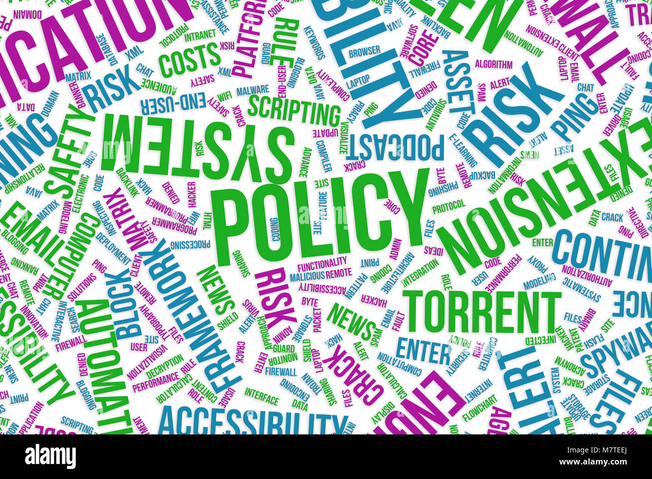 Policy, IT, information technology conceptual word cloud for for design ...