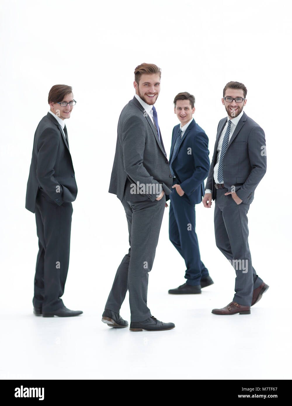 rear view.a group of successful business people.i Stock Photo - Alamy