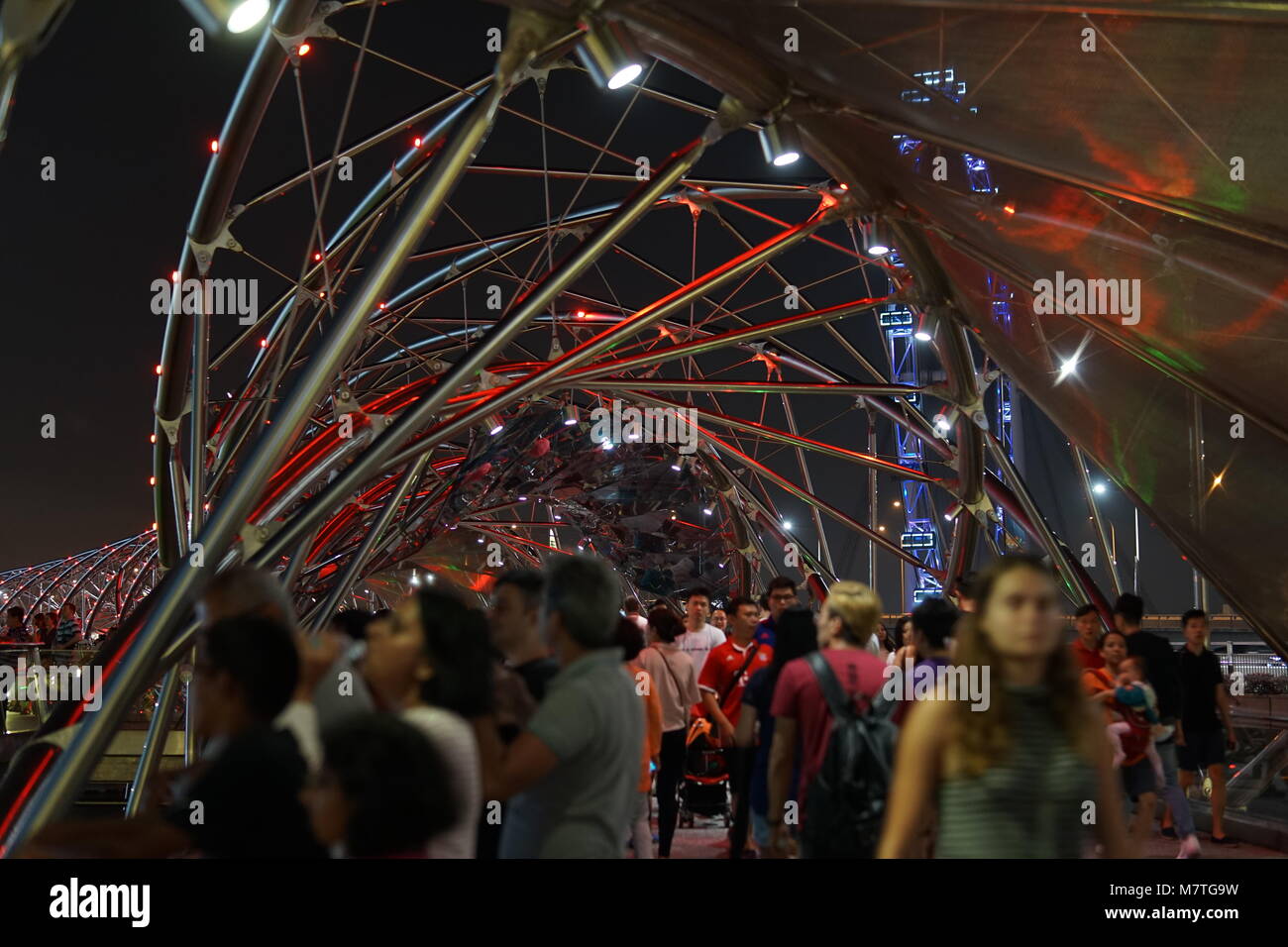 People on busy helix bridge Stock Photo - Alamy