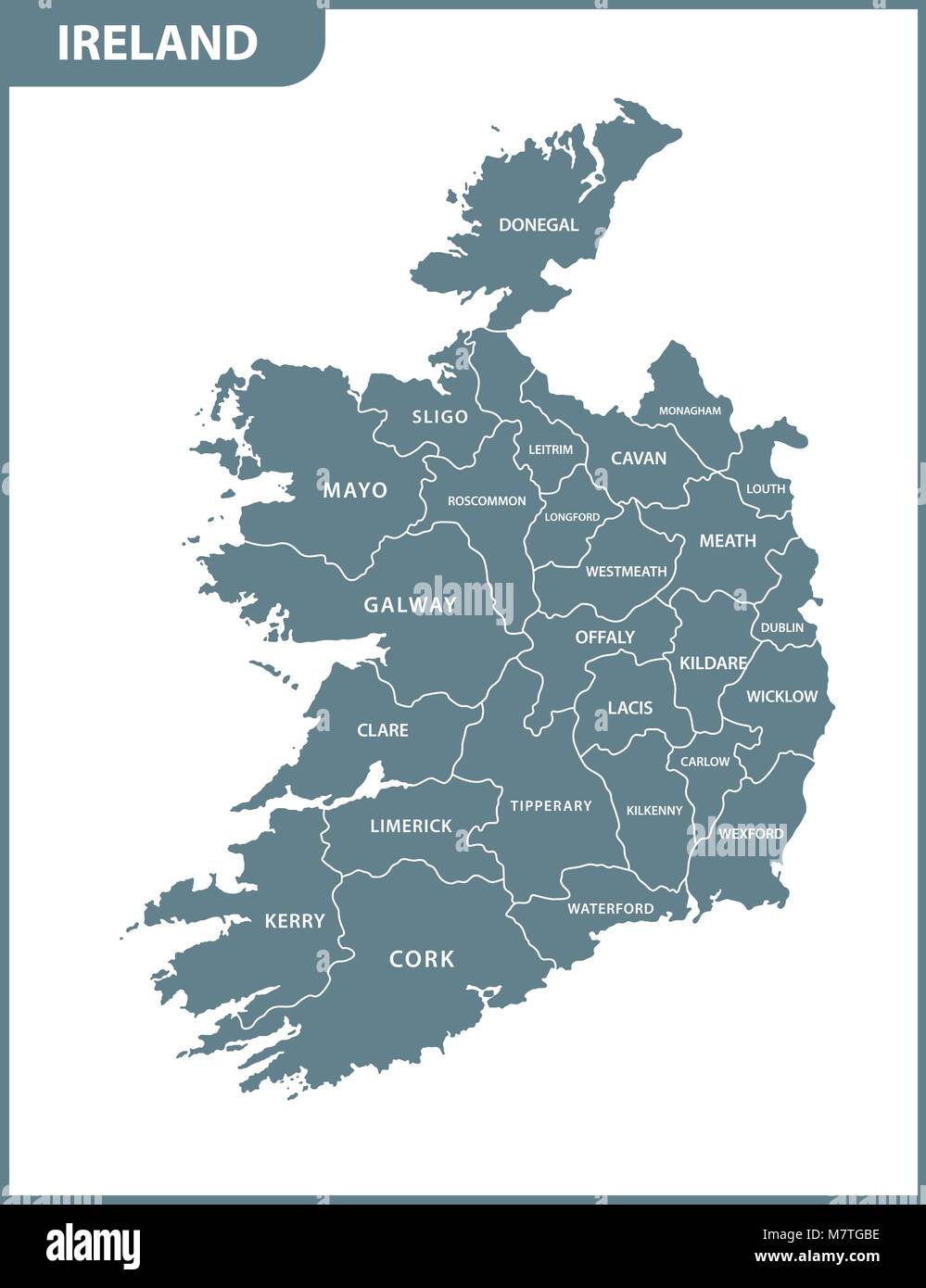 The detailed map of the Ireland with regions or states Stock Vector ...