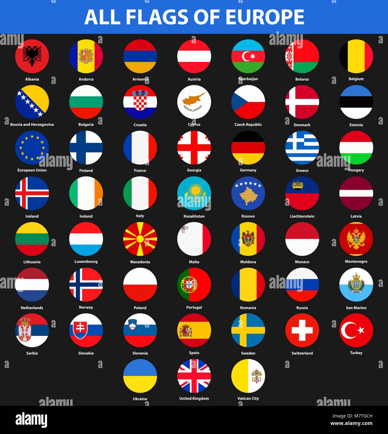 Flags of all countries of Europe. Flat style Stock Vector Image & Art ...