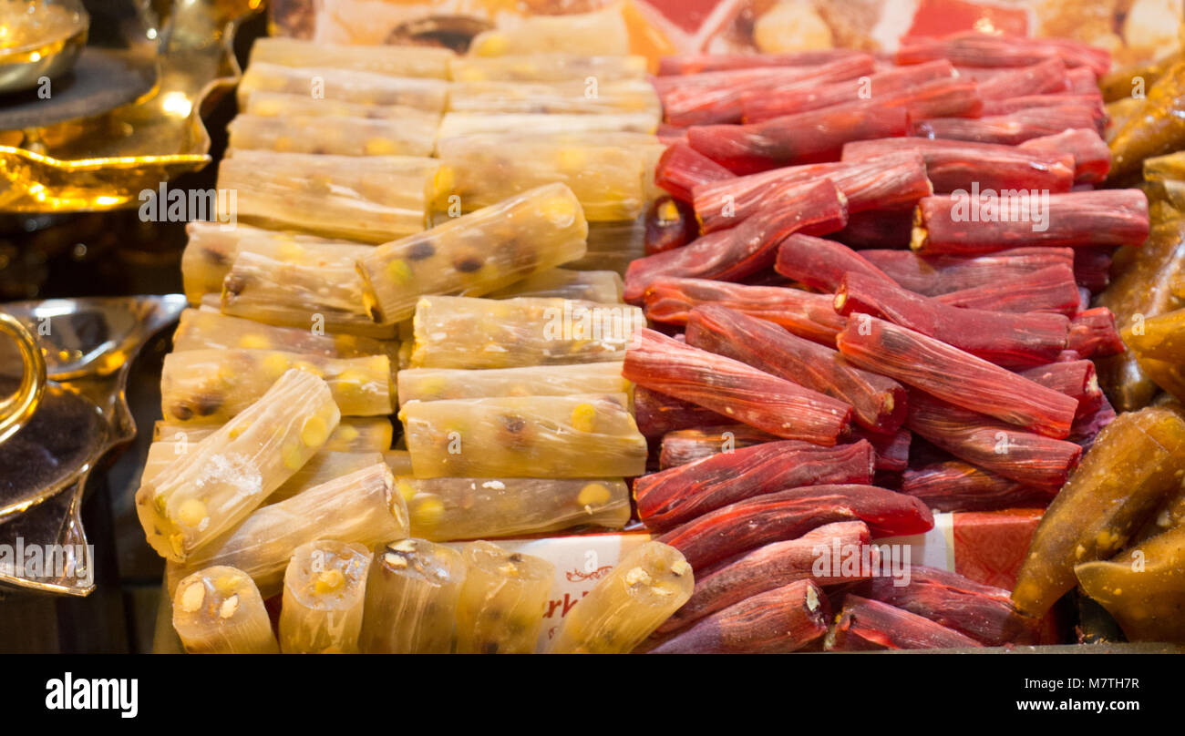 Load of traditional turkish delight rahat lokum Stock Photo - Alamy
