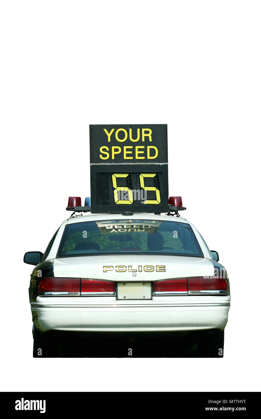 Isolated Police Car Speed Check on white background Stock Photo - Alamy