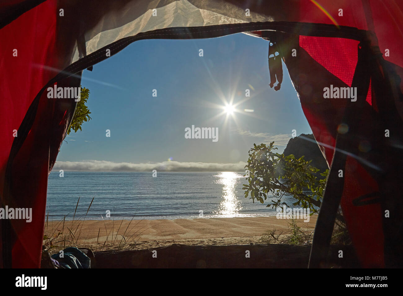 Camping at Te Pukatea Bay, Abel Tasman National Park, Nelson Region ...