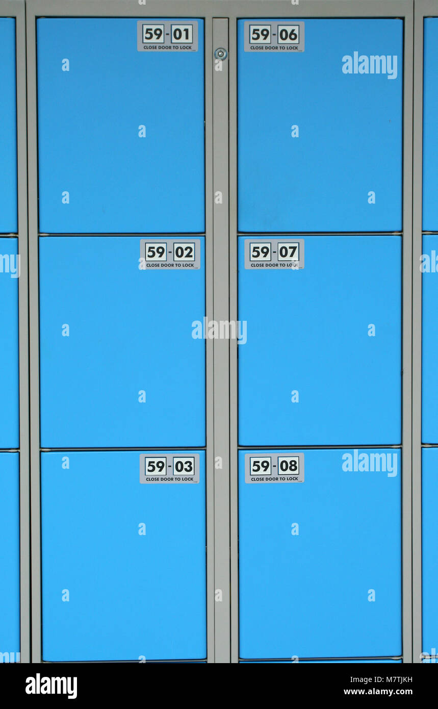 A Blue storage locker background Stock Photo - Alamy