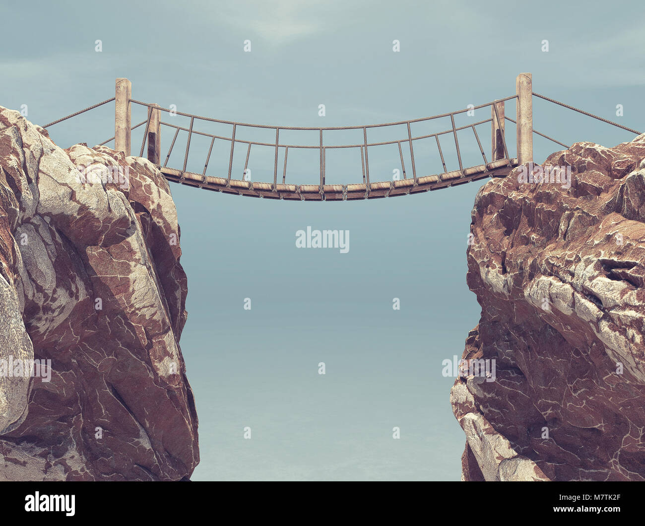 Rope bridge over rocks hi-res stock photography and images - Alamy