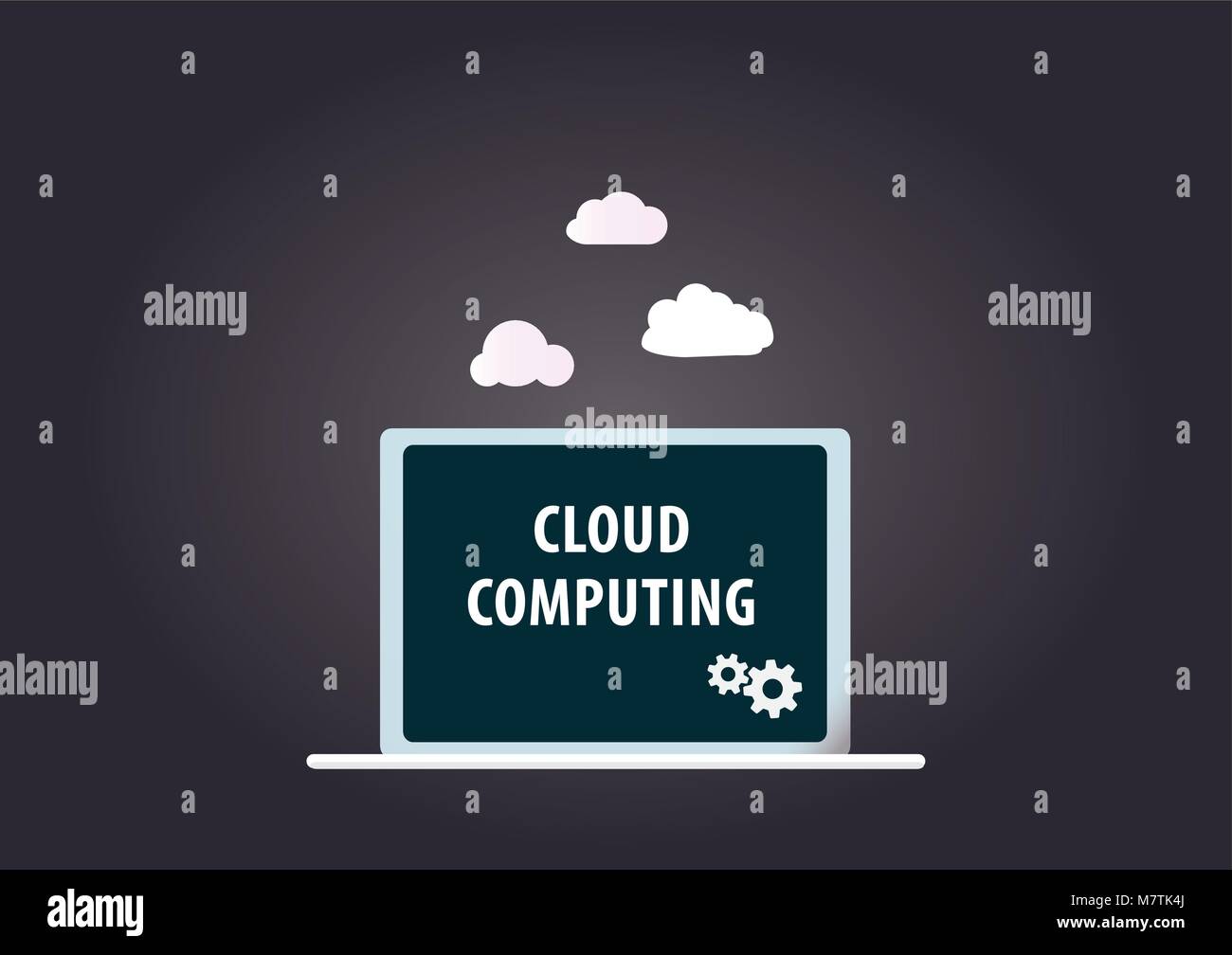 Cloud computing with laptop on dark grey background Stock Vector Image ...