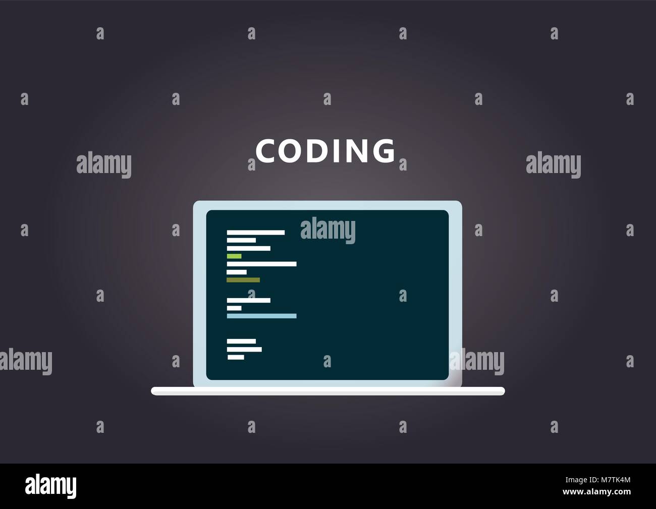 Laptop with code lines, on dark grey background Stock Vector Image ...