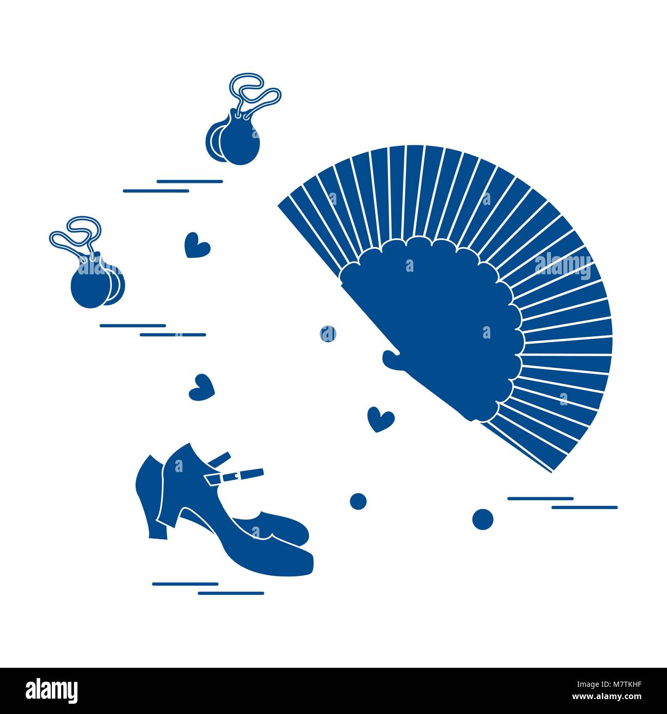 Vector illustration with various symbols of dance culture of Spain ...