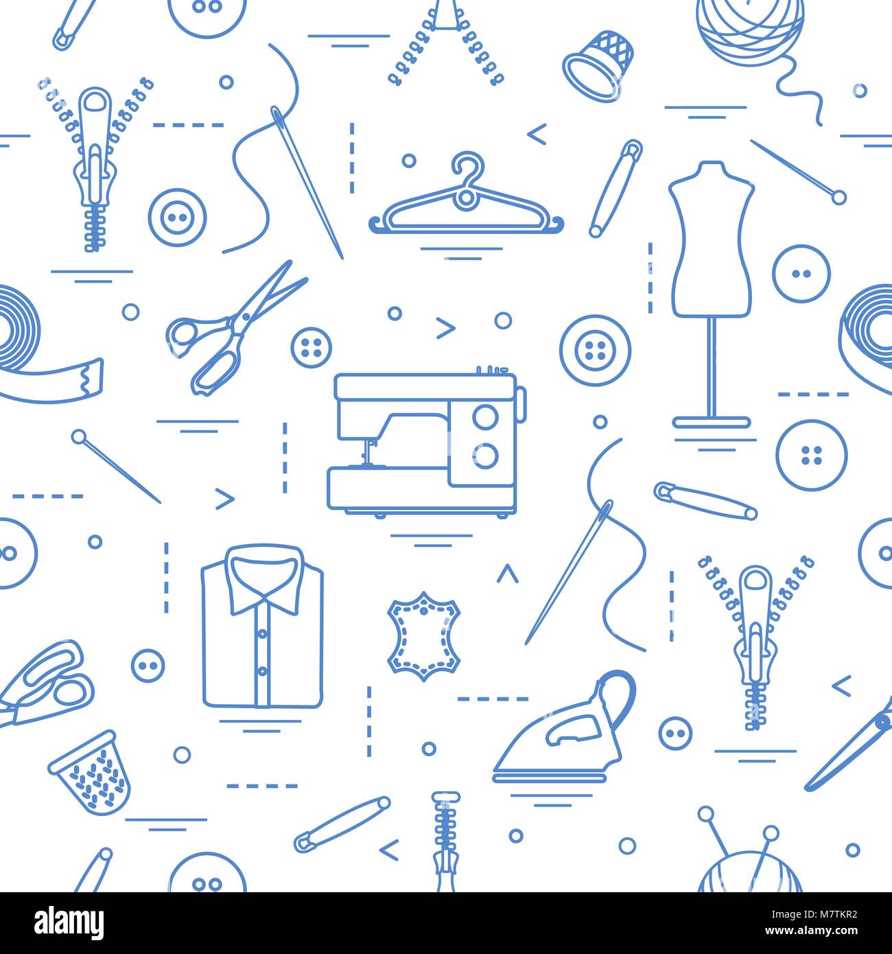 Seamless pattern with tools and accessories for sewing. Template for ...