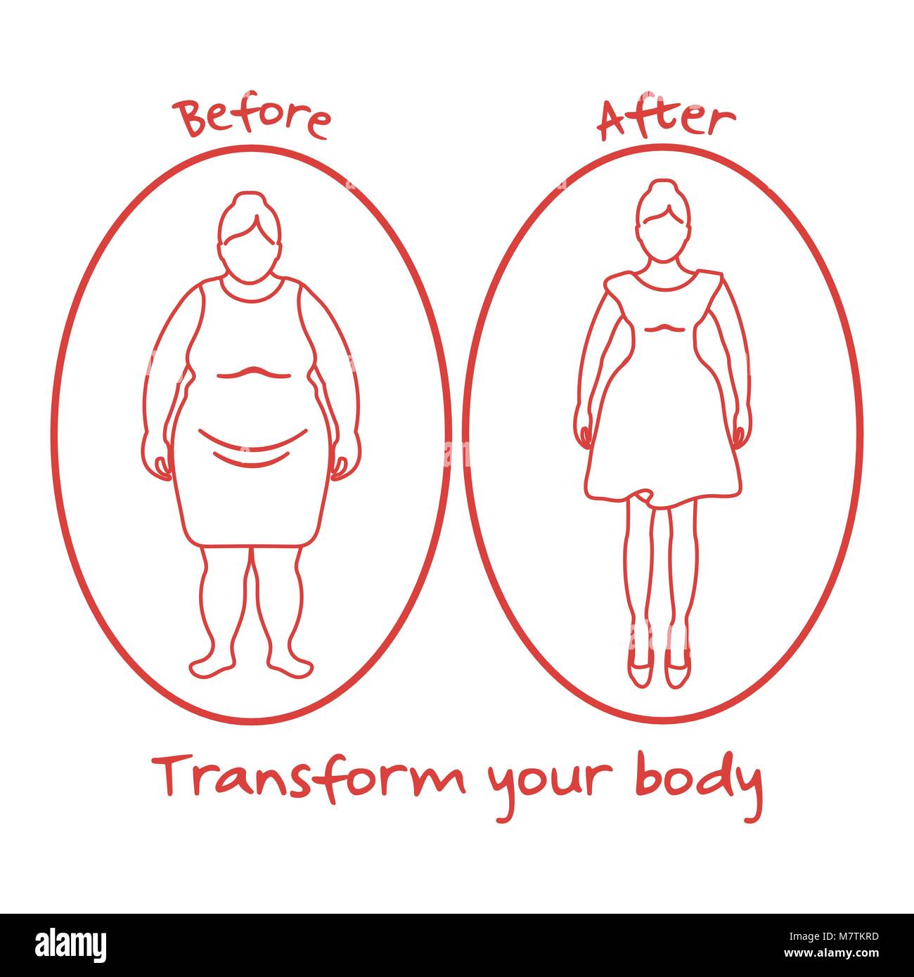 Fat woman and shapely woman. Transform your body. Sport and proper ...
