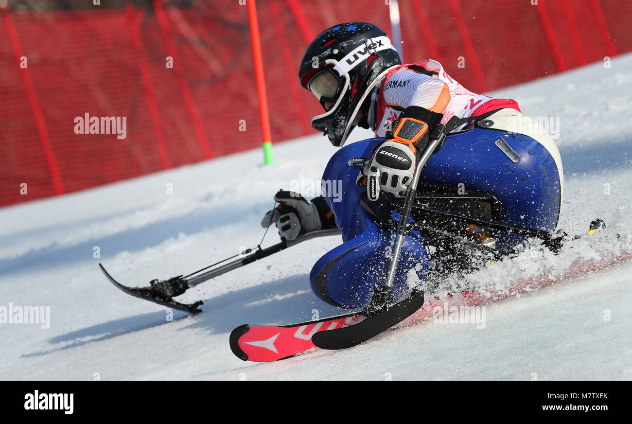 Pyeongchang, South Korea. 13th March, 2018. Paralympics, Para-alpine ...