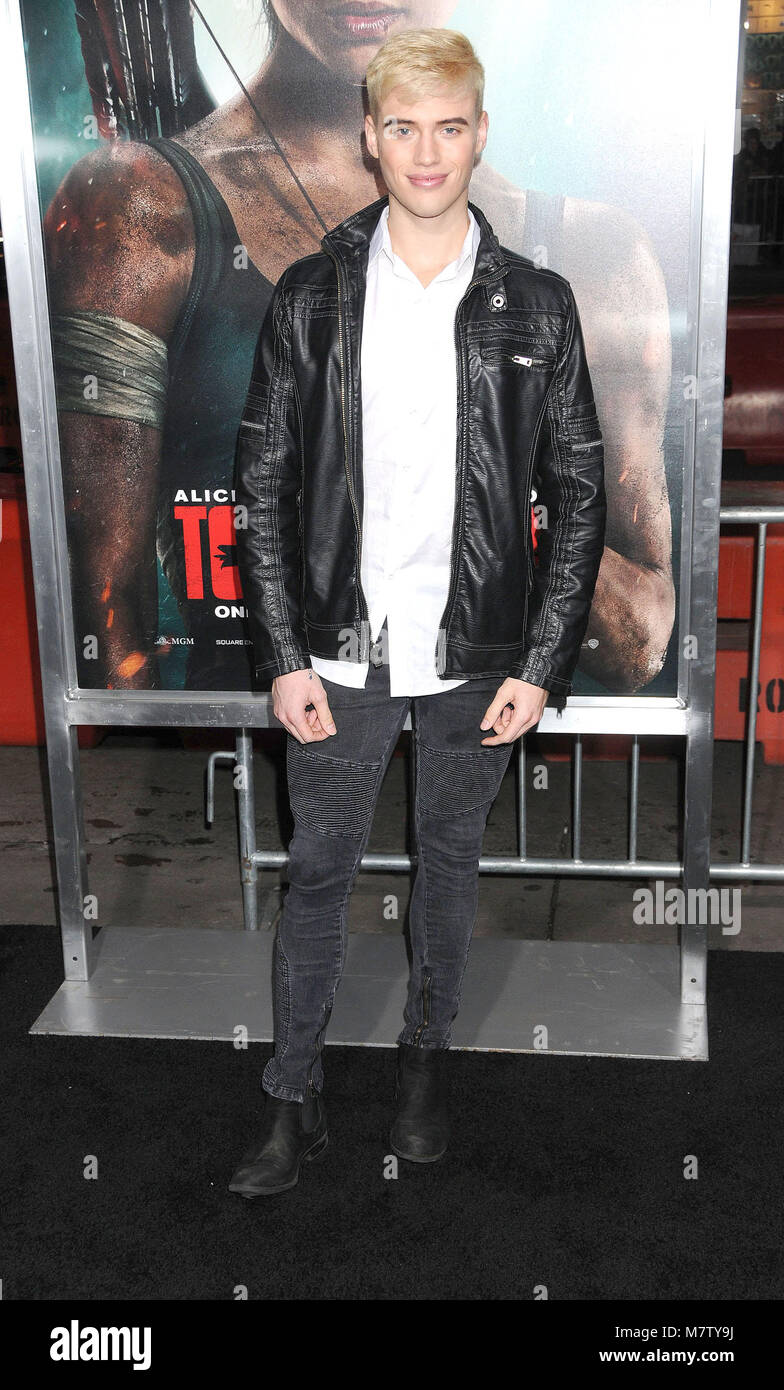 Los Angeles, USA. 12th Mar, 2018. Actor LUCAS DELL at the ''Tomb Raider ...