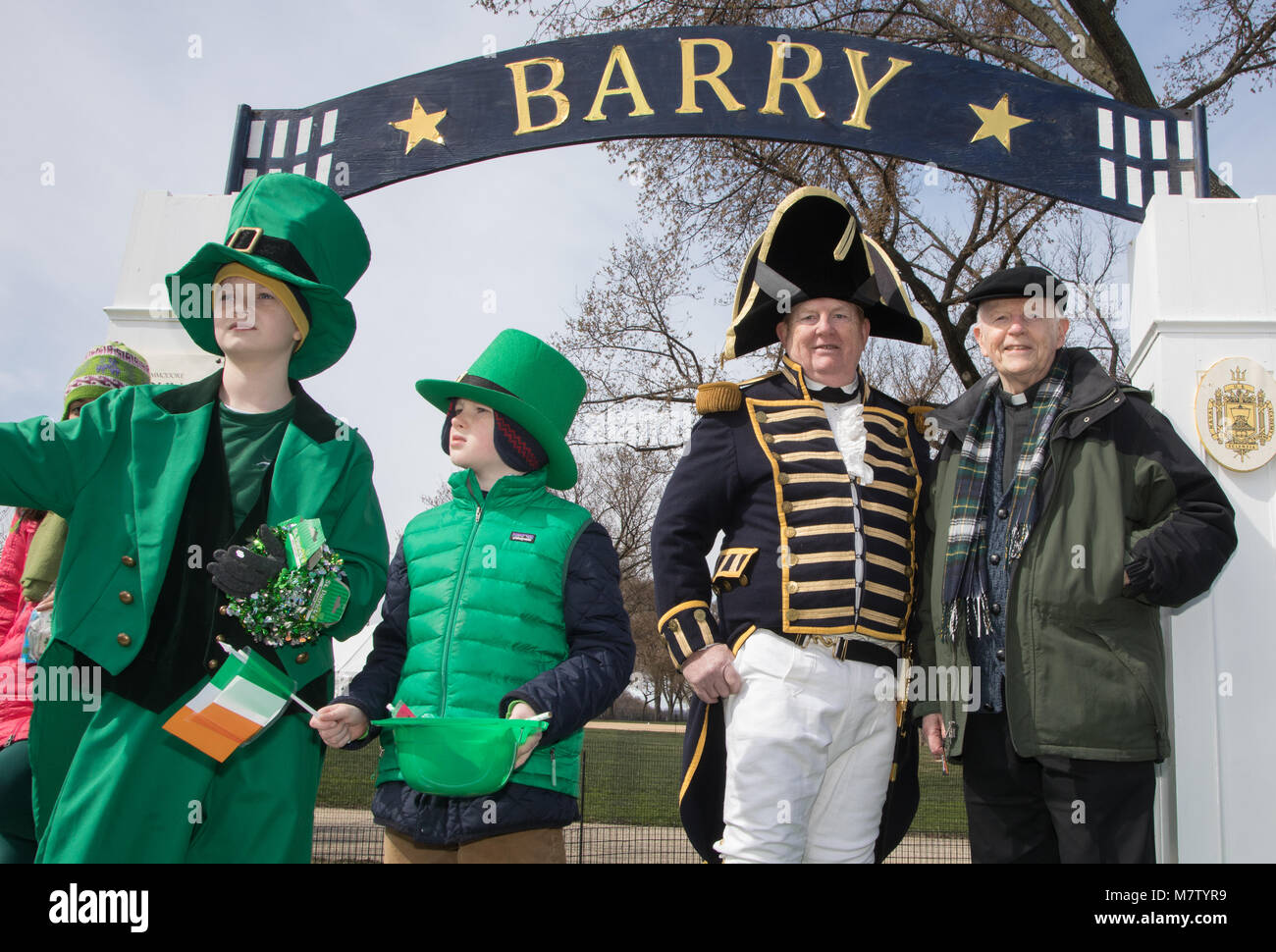 Ralph Day, dressed as Commodore Barry, prepares to march down ...