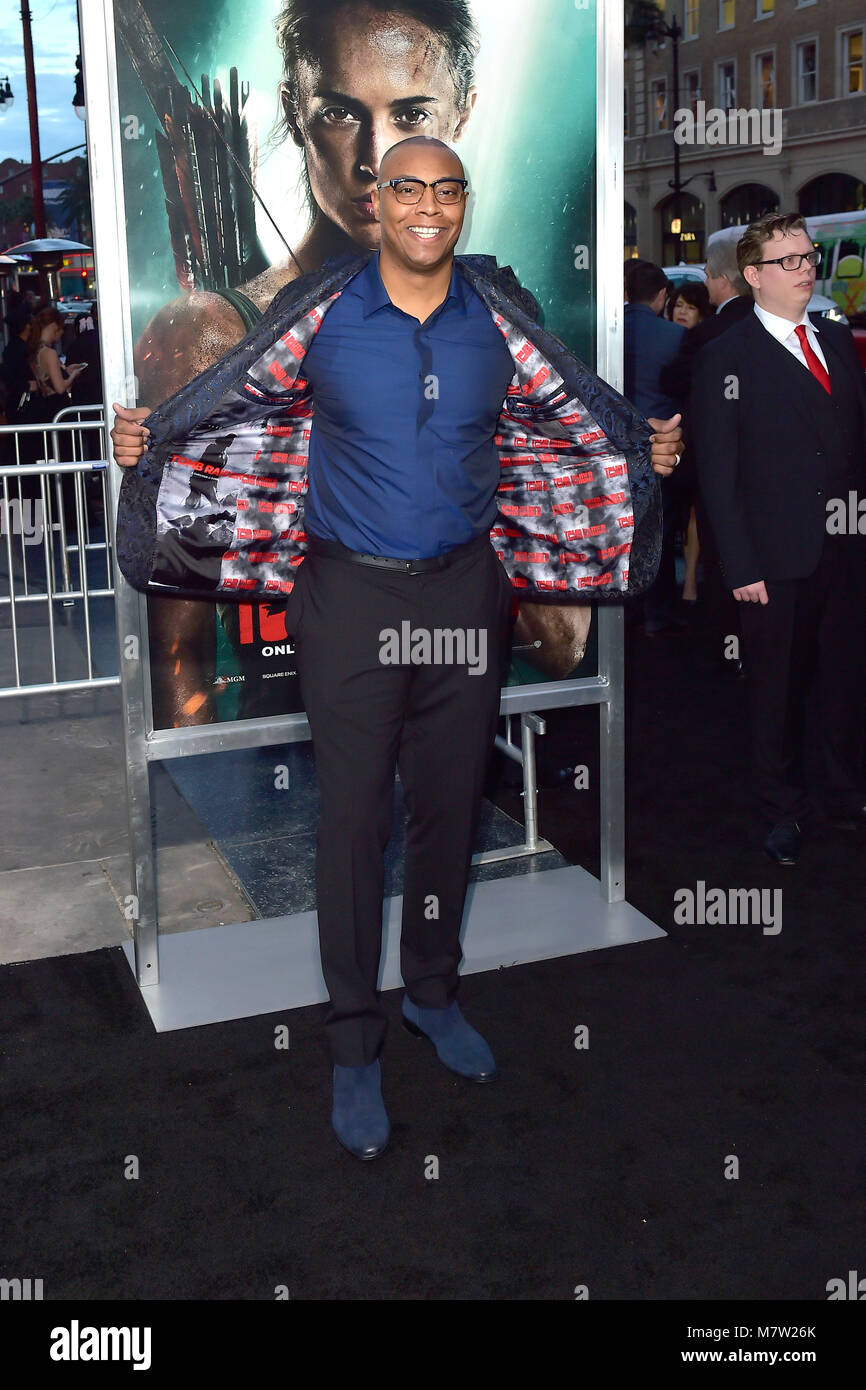 Caron Butler attends the 'Tomb Raider' premiere at TCL Chinese Theatre ...