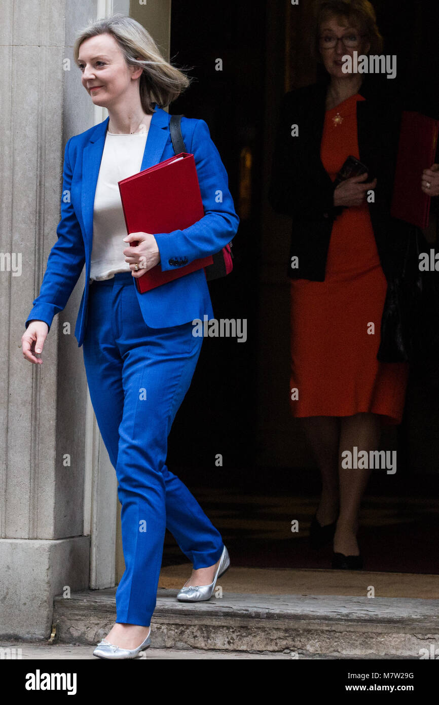 London, UK. 13th March, 2018. Elizabeth Truss MP, Chief Secretary to ...
