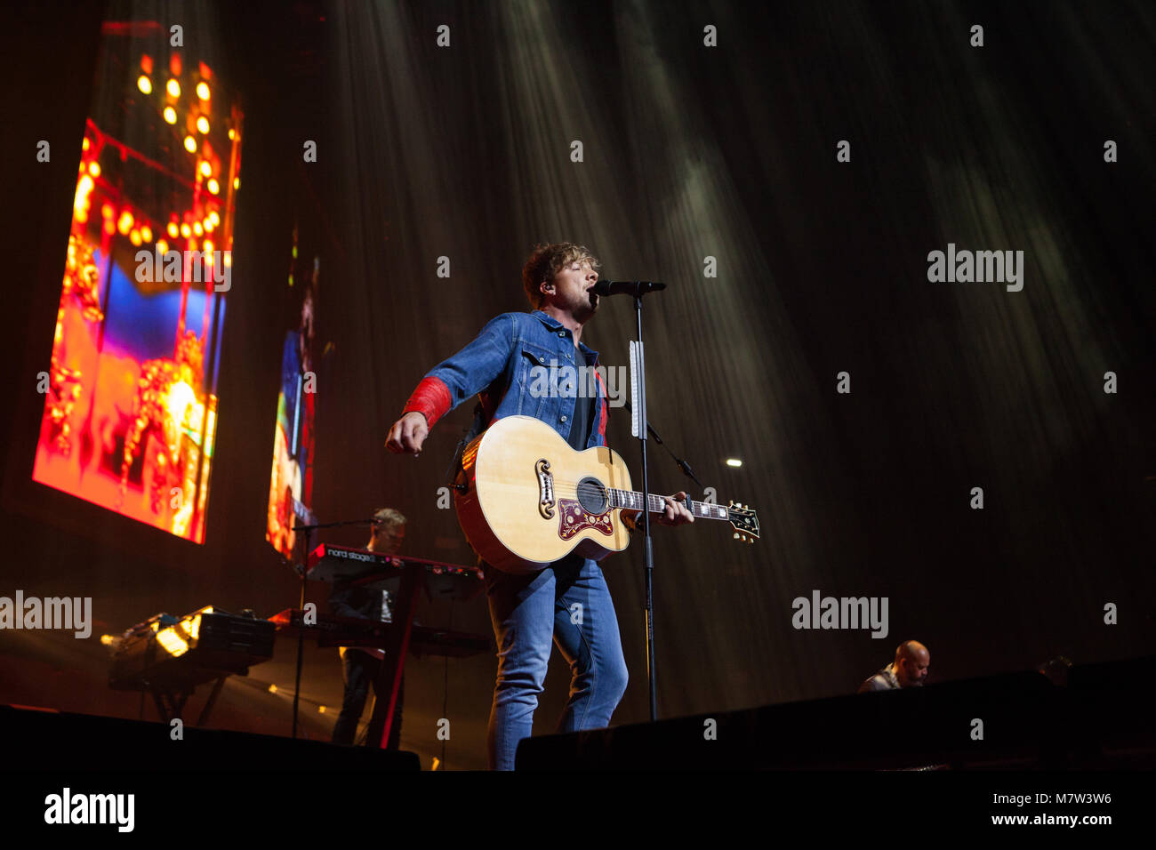Germany, Berlin - March 12, 2018. The Finnish rock band Sunrise Avenue ...