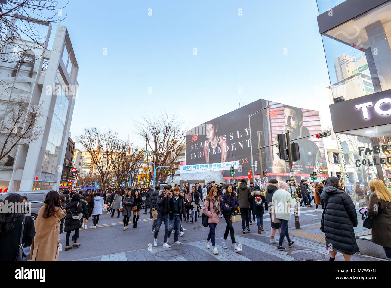 Seoul, South Korea - March 2, 2018 : Local shops - lined at Hongdae ...