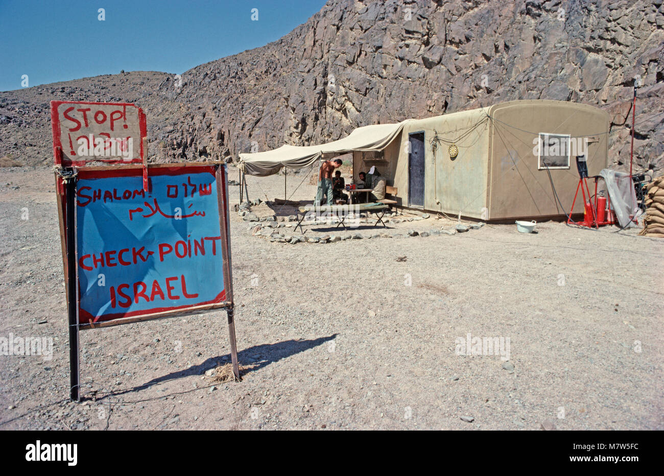 Egyptian and Israeli border post guards in the Sinai Peninsula under ...
