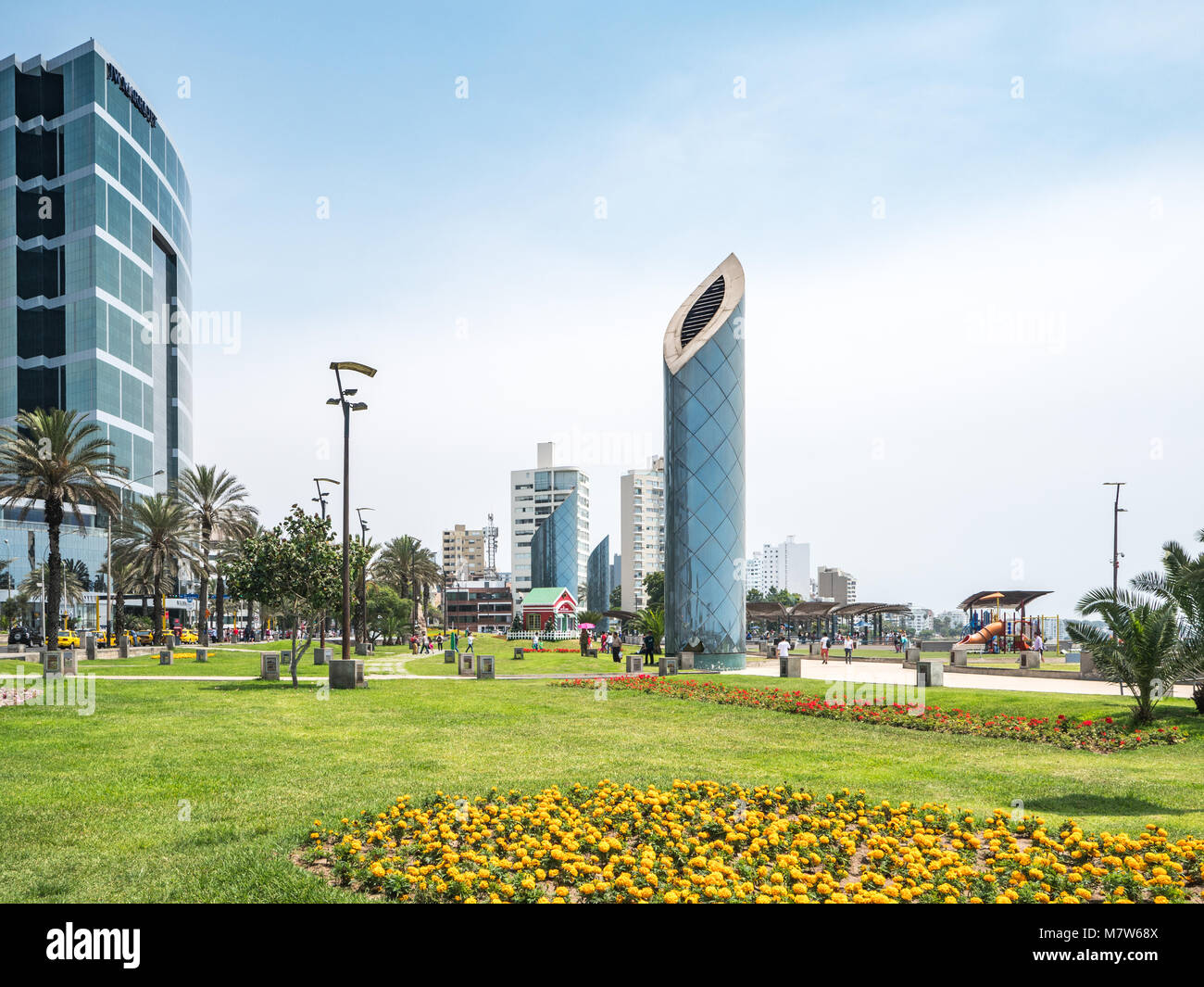 Lima, Peru - December 31, 2016: View of the Larcomar shopping mall in ...