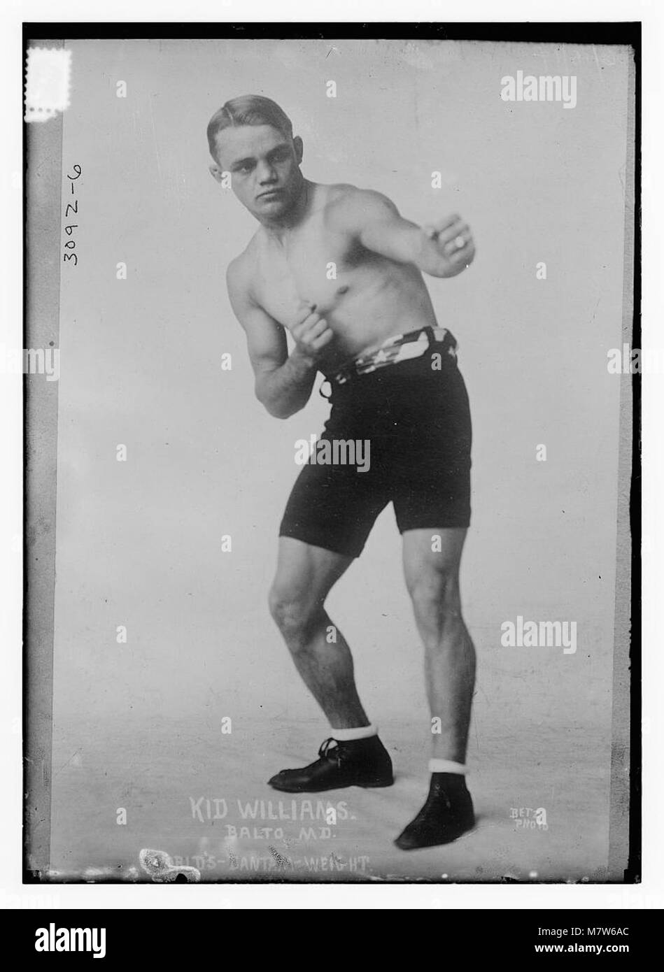 A portrait of Kid Williams, a boxer from Baltimore, captured during his ...