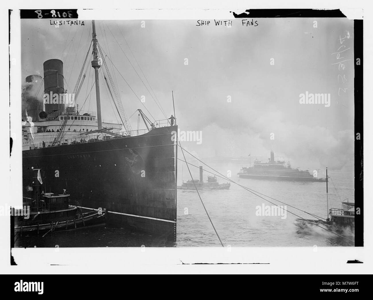 The RMS Lusitania, a British ocean liner, captured in an image ...