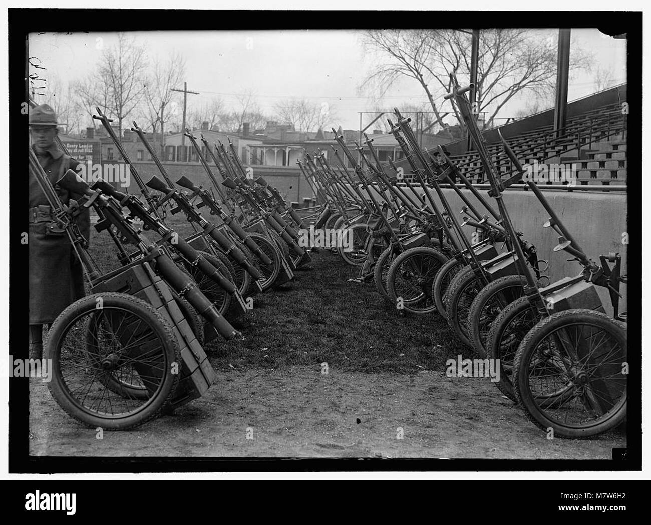 A photograph showing a U.S. Marine Corps machine gun unit demonstrating ...