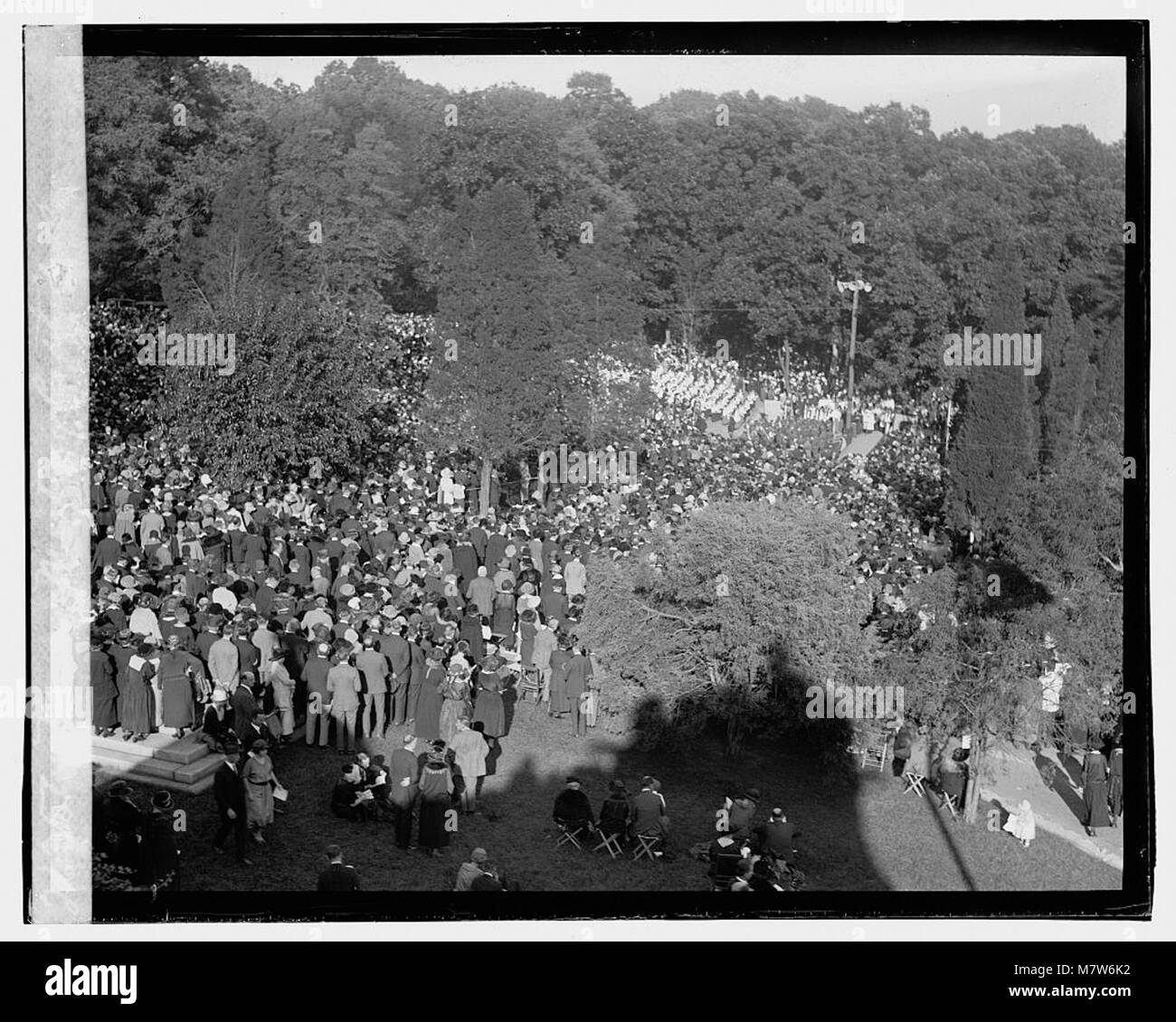 A photograph of a mass meeting held at a cathedral on September 30 ...