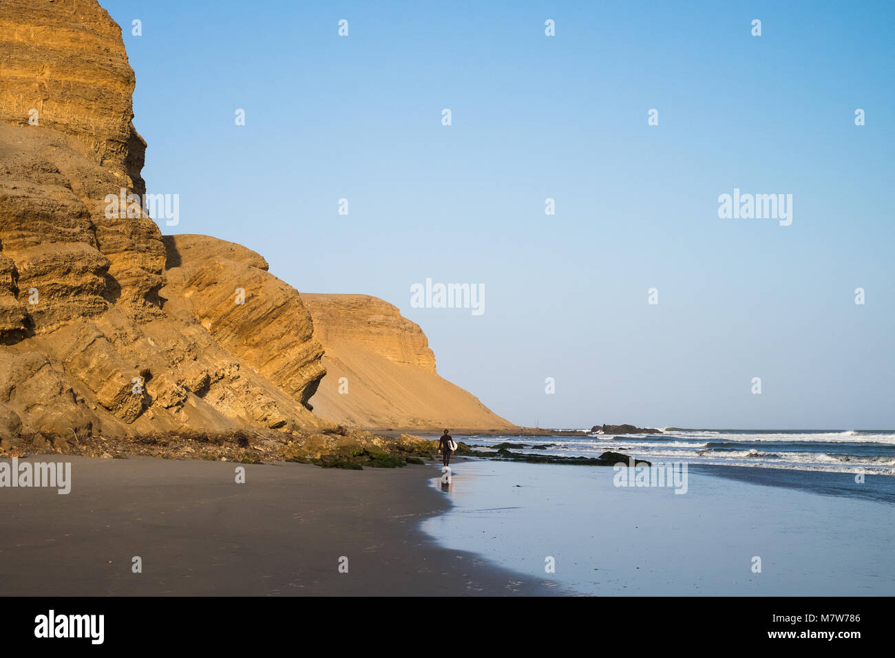 Beautiful cliffs by the sea on the coast of Chicama, Peru Stock Photo ...