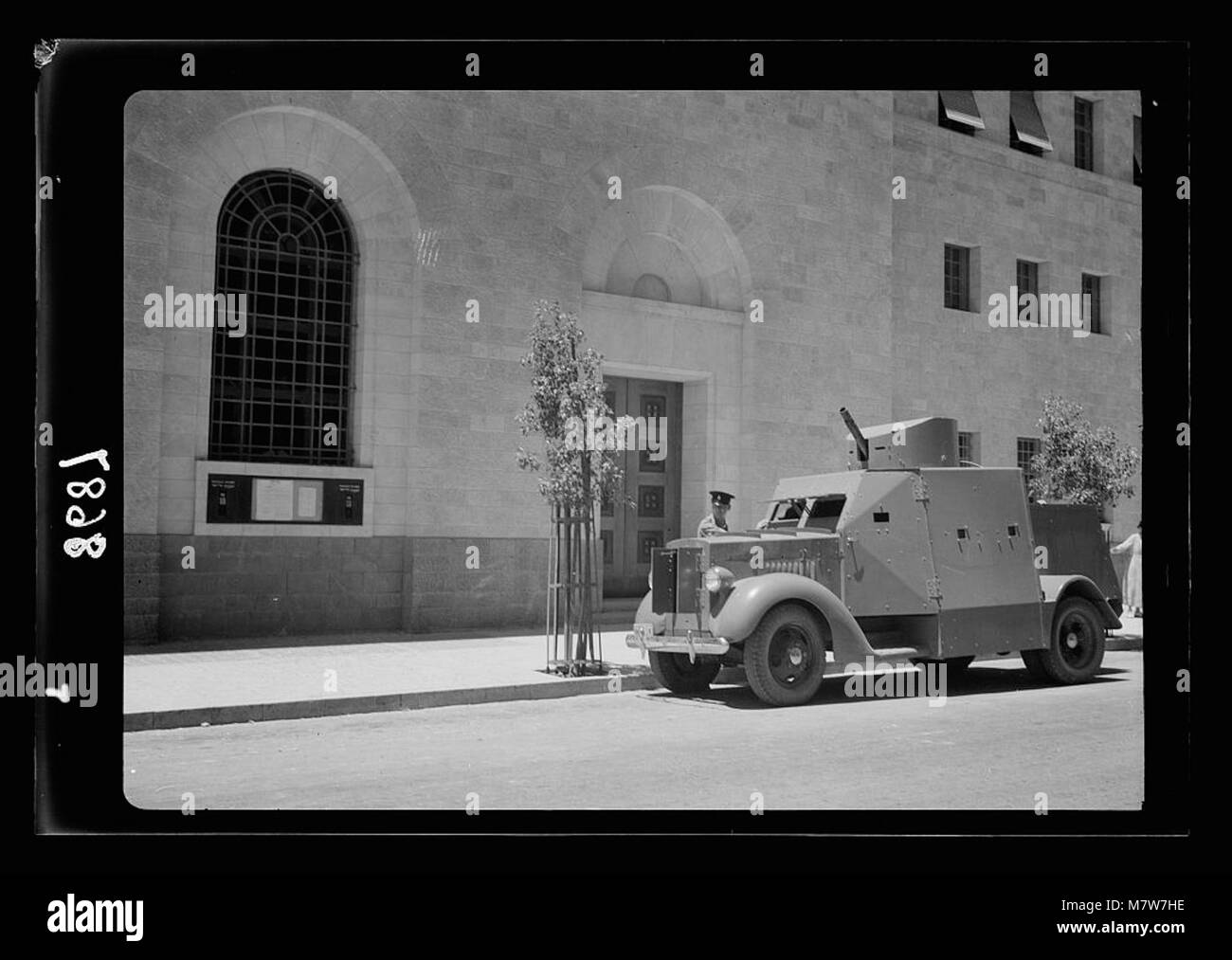 Photograph of an armored car guarding the entrance to the General Post ...