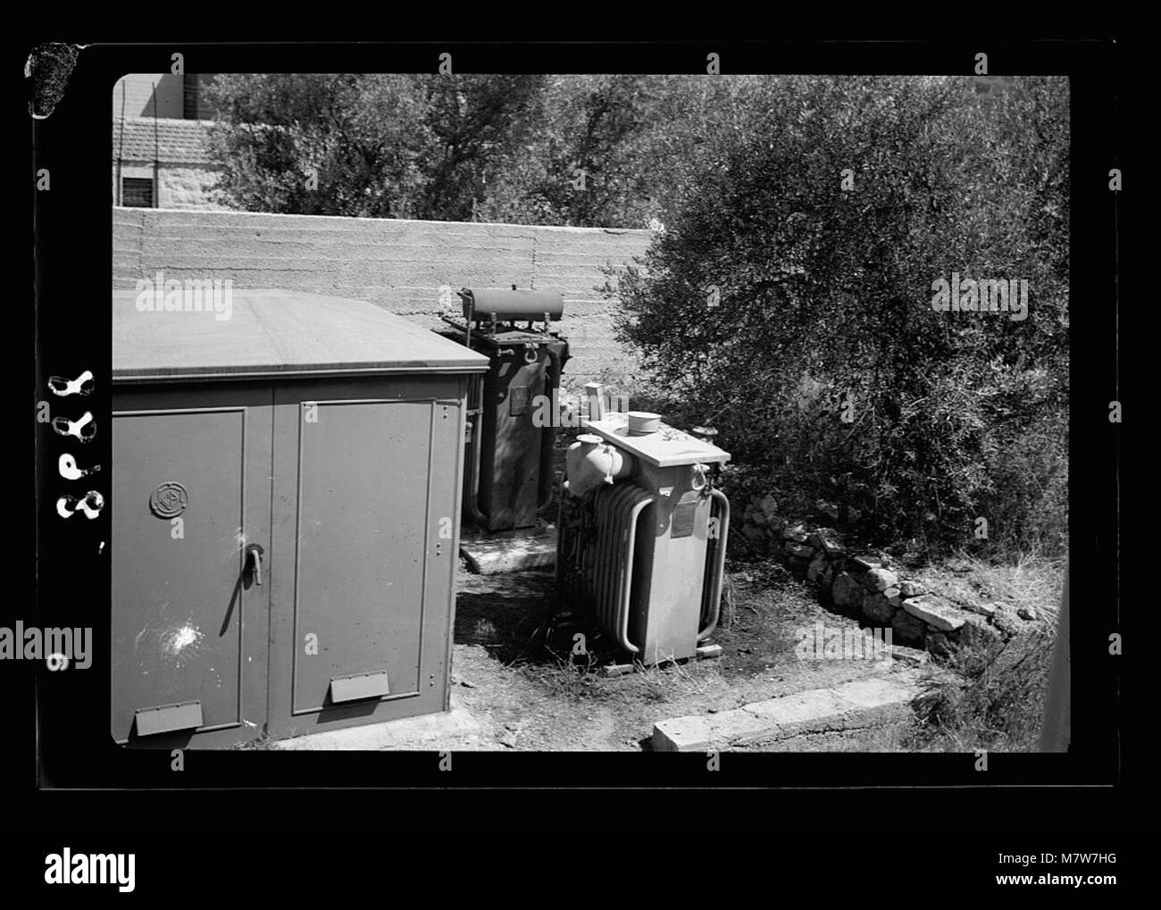 This photograph shows damage caused by sabotage to an electric power ...