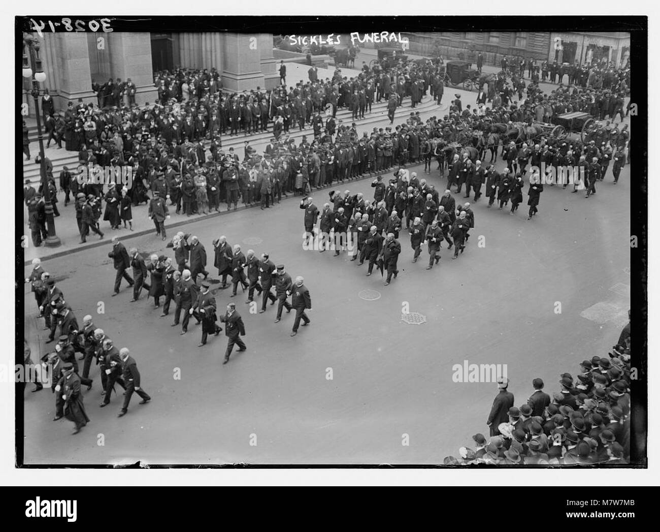 A photograph depicting the funeral of General Daniel Sickles, a ...