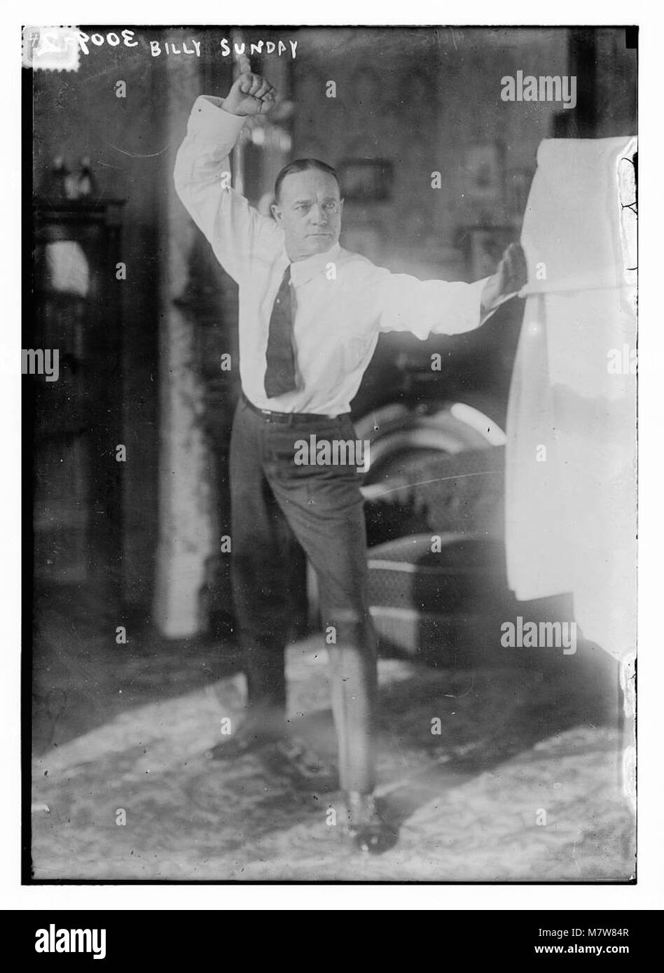 This photograph depicts Billy Sunday, a famous American evangelist ...