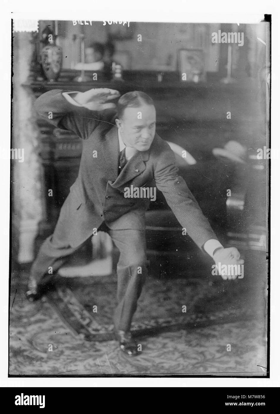 A portrait of Billy Sunday, a well-known American evangelist and former ...