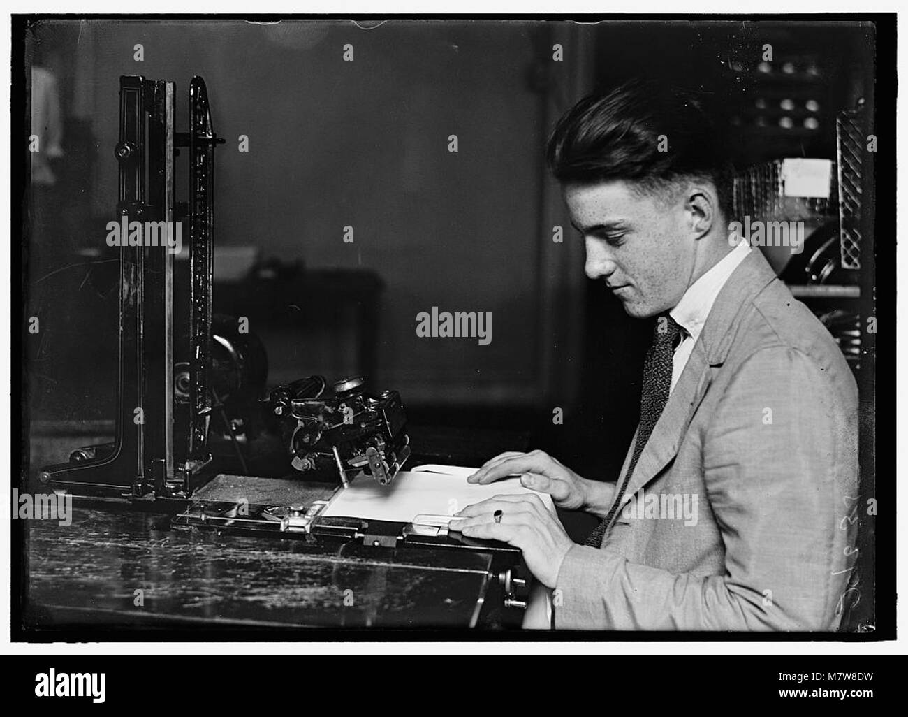 An addressing machine in use at the U.S. Treasury Department ...