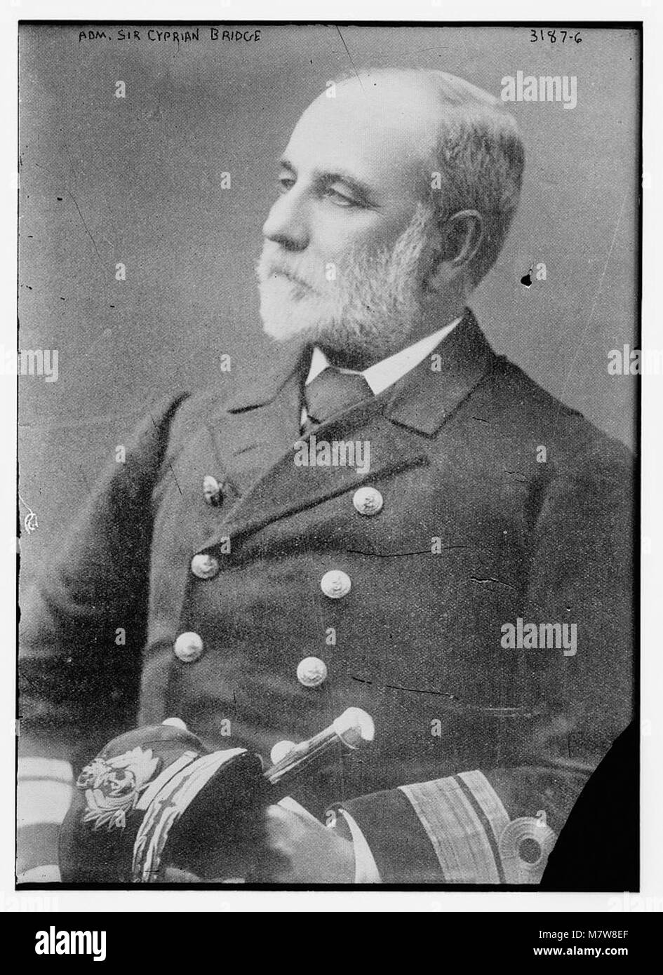 A British Admiral, Sir Cyprian Bridge, is shown in this portrait ...