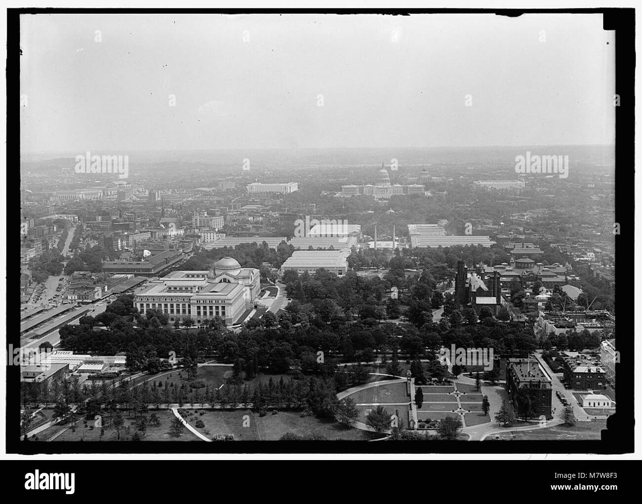 An aerial view of a shopping mall in Washington, D.C., facing east. The ...