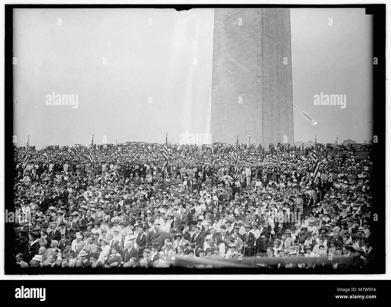 A crowd gathered at a monument during Flag Day exercises, a patriotic ...