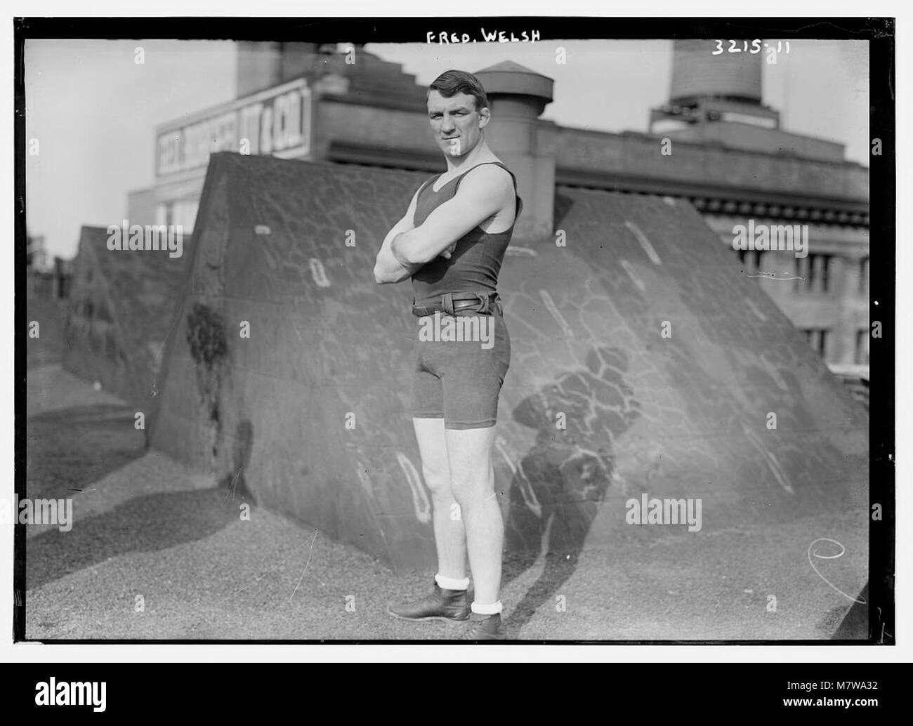 A portrait of Fred Welsh, a prominent boxer known for his achievements ...