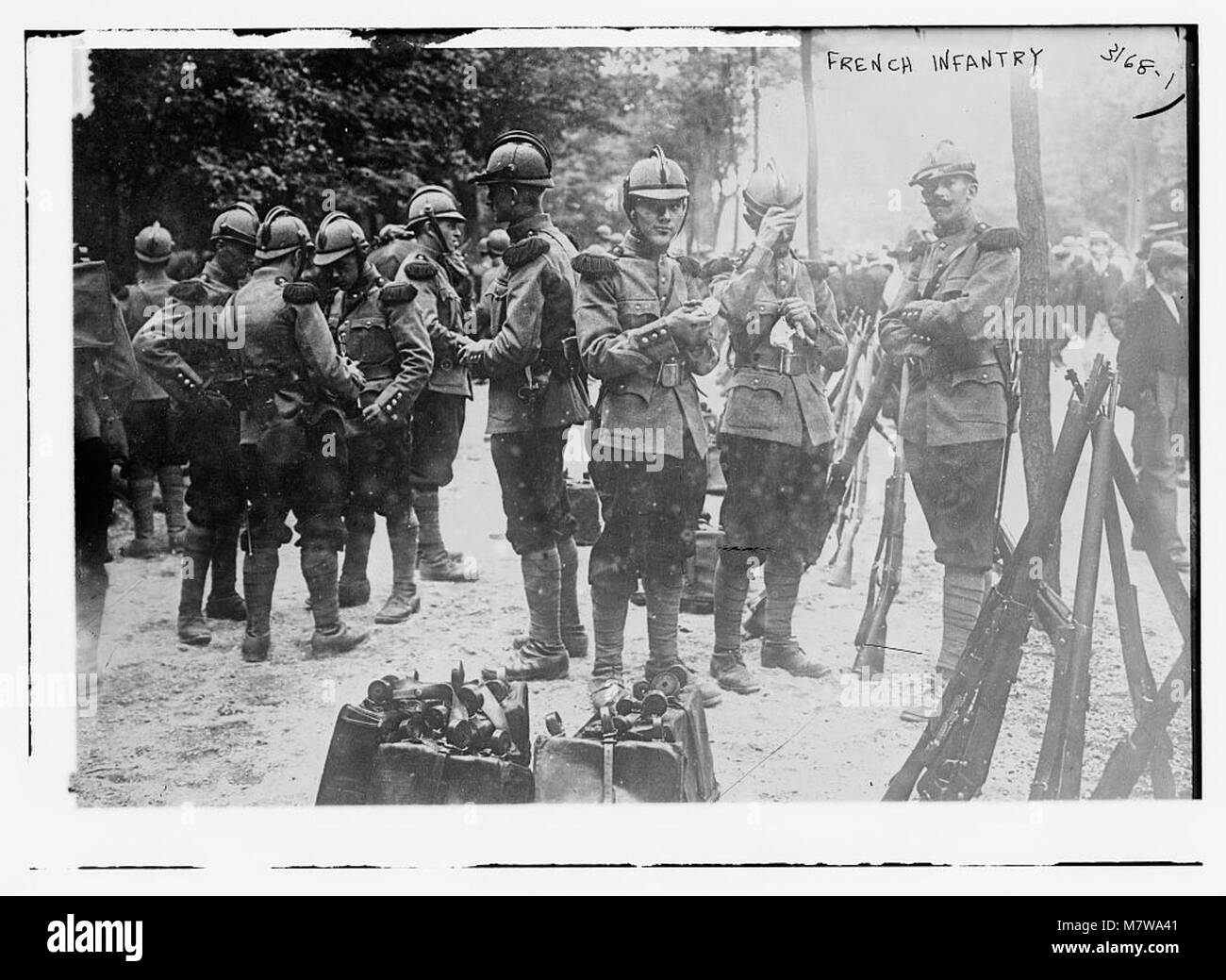 Historical photograph of the French infantry, showcasing soldiers in ...