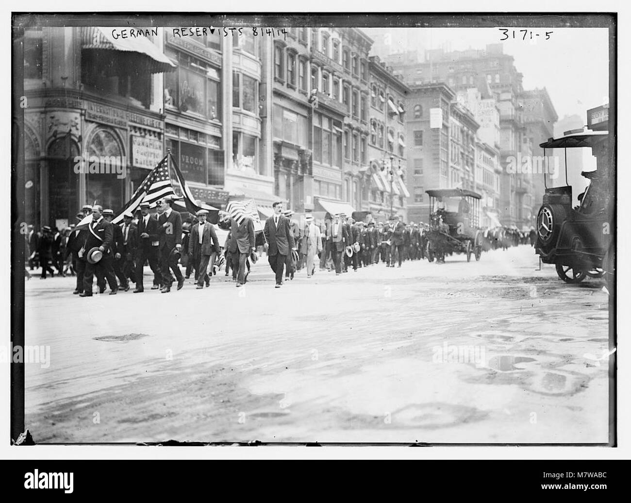 A group of German reservists, dressed in military uniforms, during the ...