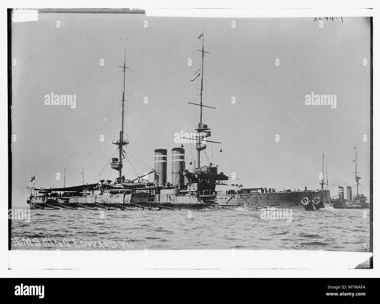 Photograph of the British battleship H.M.S. King Edward VII, a Royal ...
