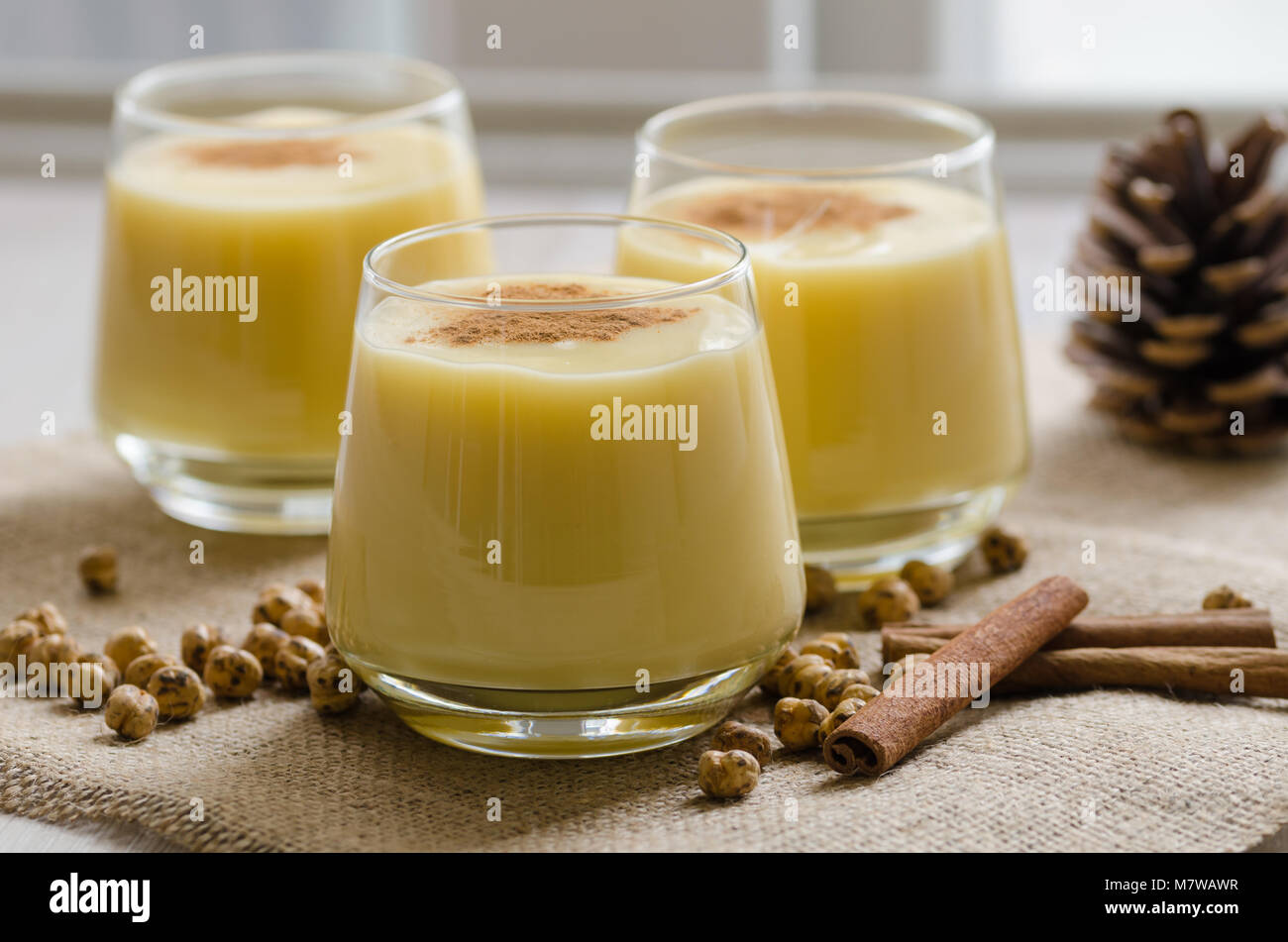 Boza or Bosa, traditional Turkish drink with roasted chickpeas and ...