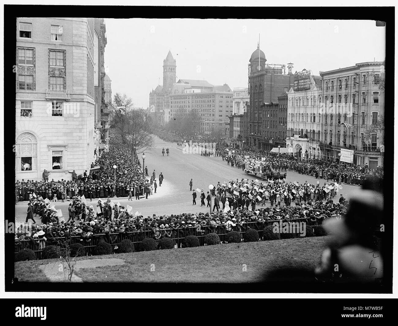 A historical photograph of a Liberty Loans Parade, showing people ...