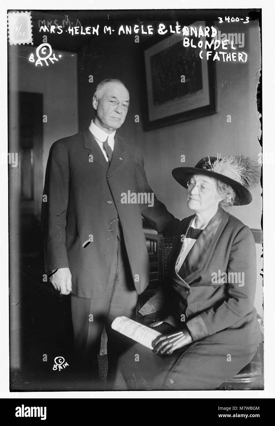 A photograph of Mrs. Helen M. Angle and Leonard Blondel (Father ...