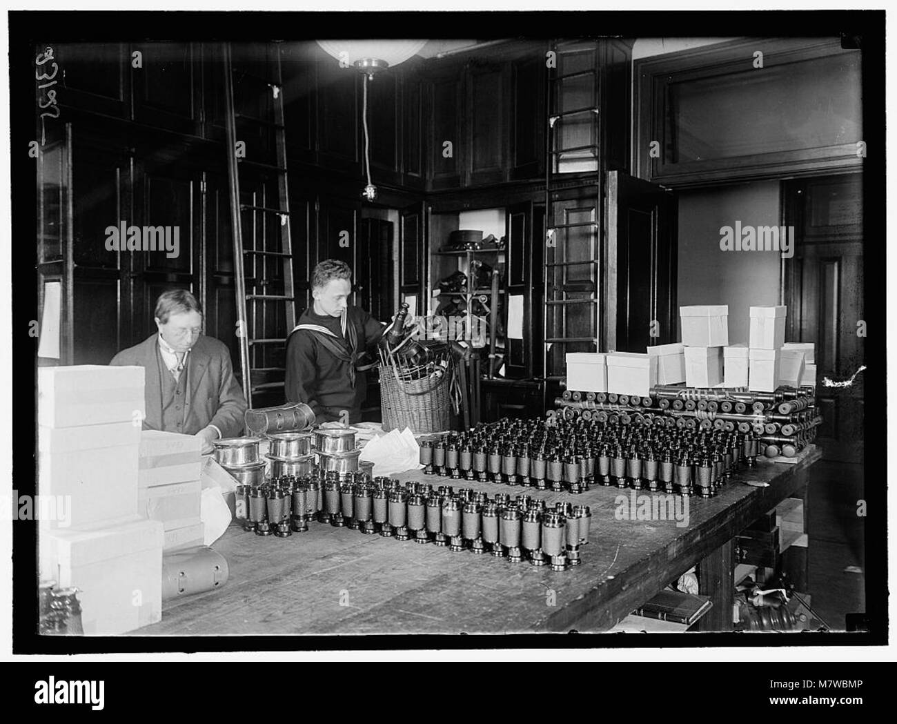 This photograph shows binoculars from the U.S. Navy Department, an ...