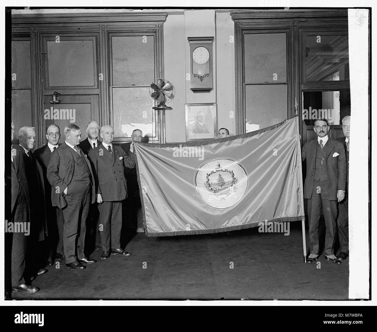 Photograph depicting a new flag of Vermont, dated March 21, 1924 ...