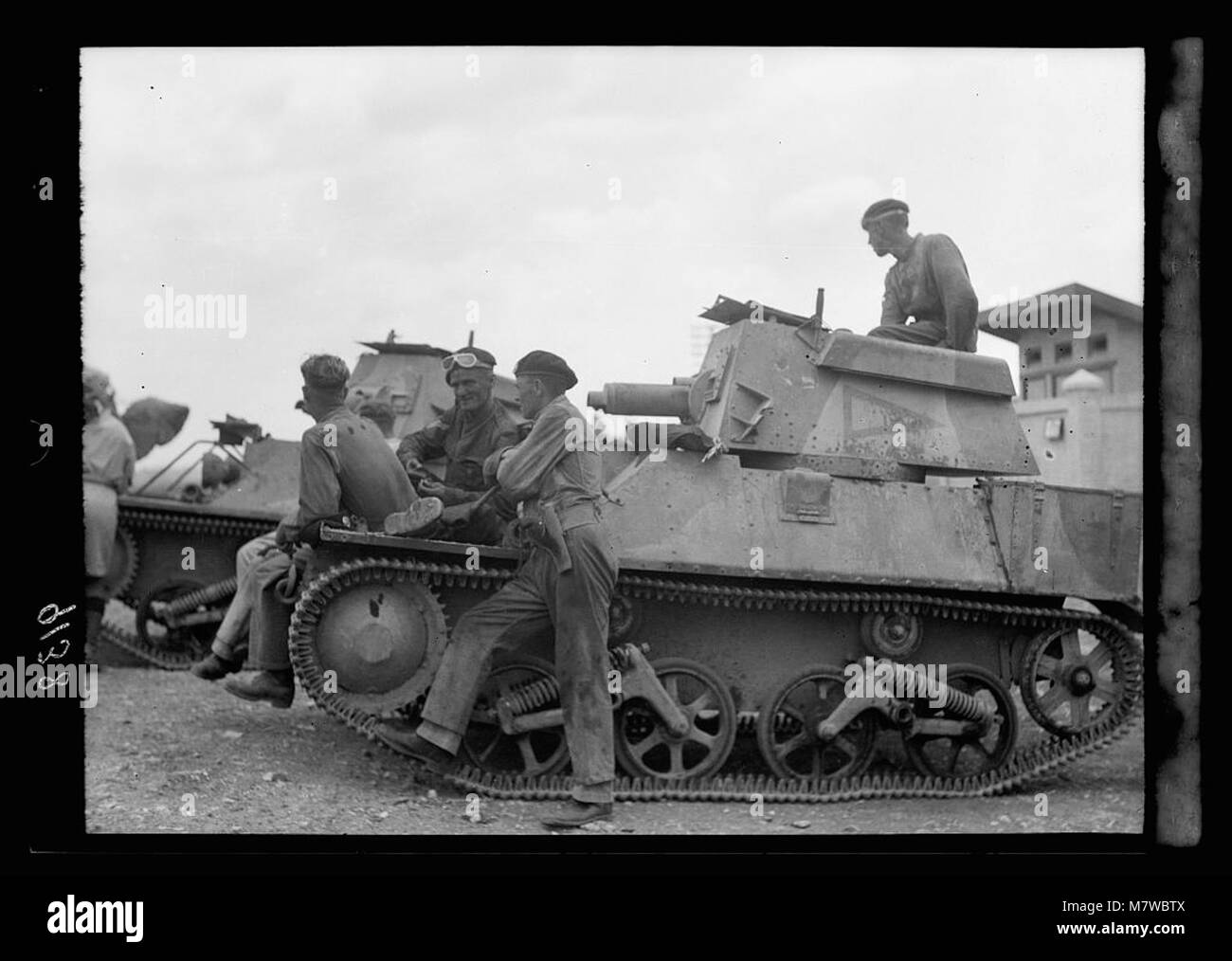 A photograph capturing the armored tanks during the 1936 Palestine ...