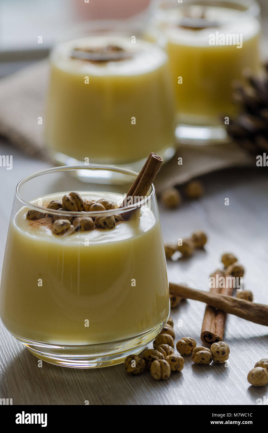 Boza or Bosa, traditional Turkish drink with roasted chickpeas and ...